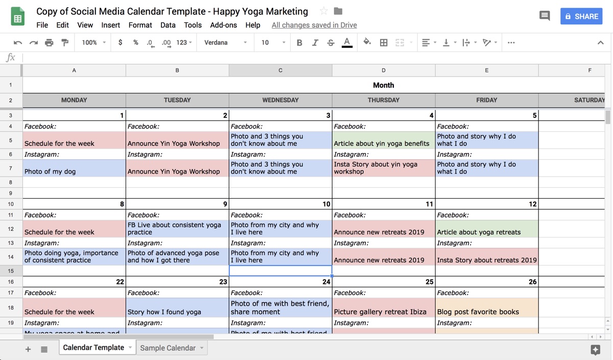 Social Media Calendar NZF19 AGBC